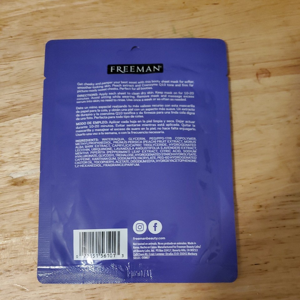 Freeman Cheeky Butt Smoothing + Toning Sheet Mask 2-Pair | eBay