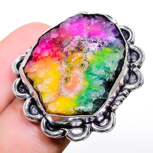 Rainbow Solar Quartz Handmade Gemstone 925 Sterling Silver Jewelry Ring ...