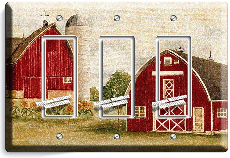 COUNTRY FARM RED BARNS LIGHT SWITCH OUTLET WALL PLATE RUSTIC HOME ART ...