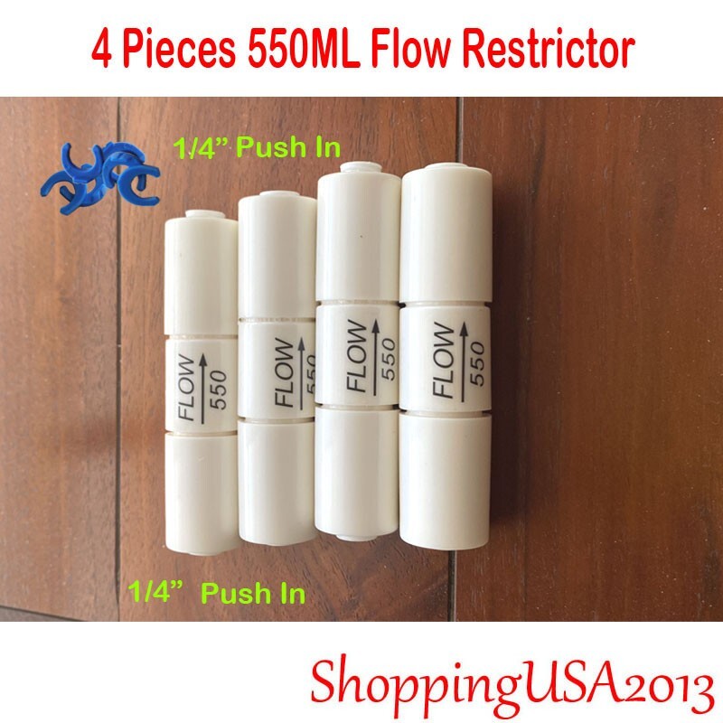 4 X 550 cc ML Flow Restrictor Push In Quick Connect RO Water Filter ...