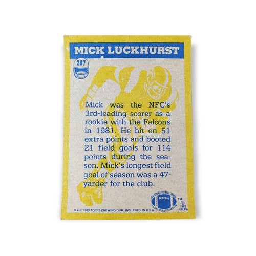 1982 Topps Football Mick Luckhurst #287 In Action Atlanta Falcons ...