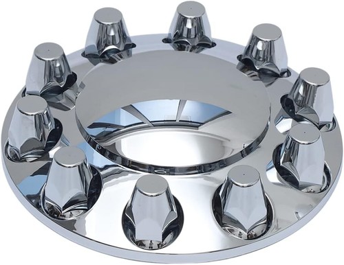 Chrome Hub Cover Semi Truck Wheel Kit Axle Cover 33mm Lug Front & Rear ...