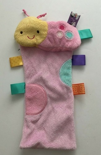 Taggies Pink Lovey Mini Blanket Bug LadyBug Satin Tags Baby Toy Polka ...