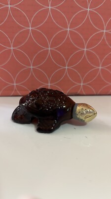 Vintage AVON Treasure Turtle Amber Brown Glass Cologne Perfume Bottle ...