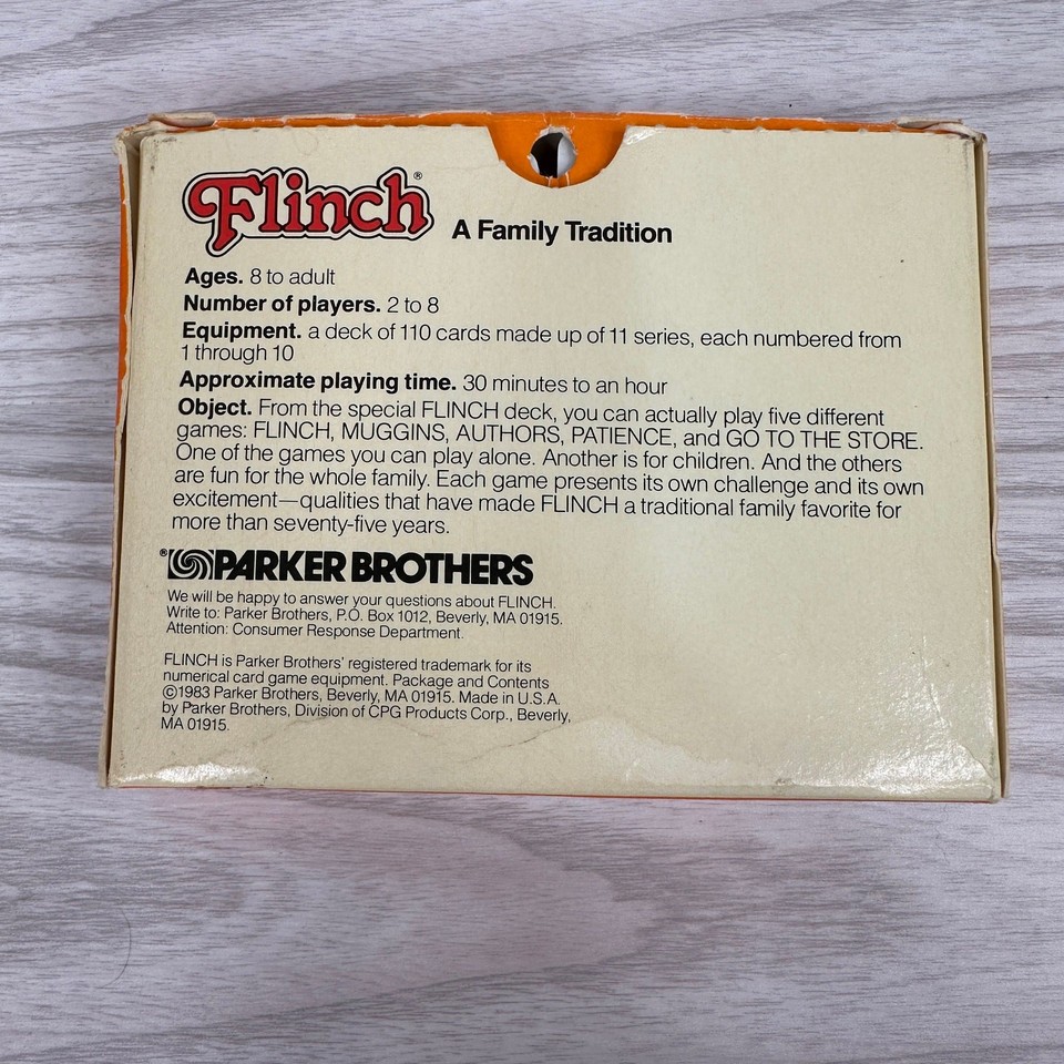 Vintage Flinch 1983 Parker Brothers Card Game A Family Tradition Full Set Age 8+ | eBay