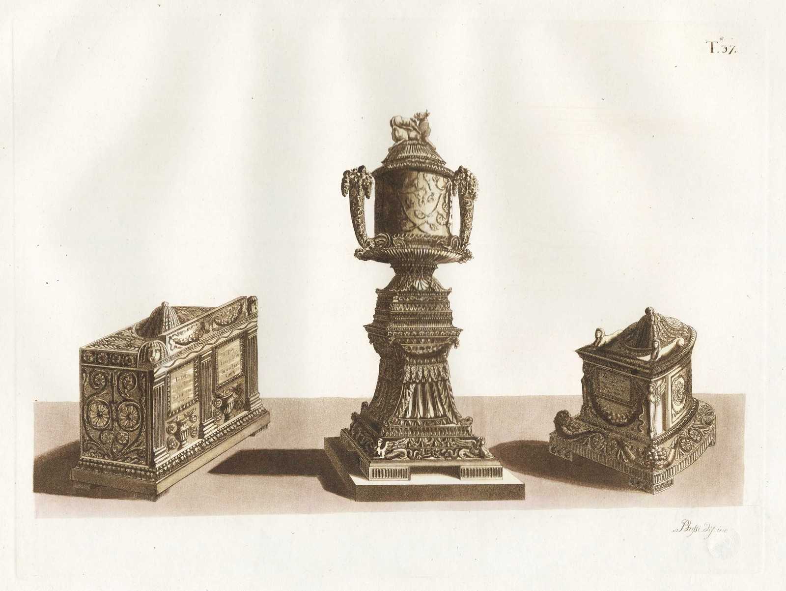 Ancient Rome Urns Urne Antico Romano Acquatinta Acquaforte Ferrario ...