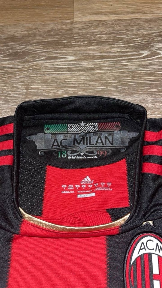 Adidas AC Milan Jersey Mens Small Black Red 2010-2011 Home Kit Football ...