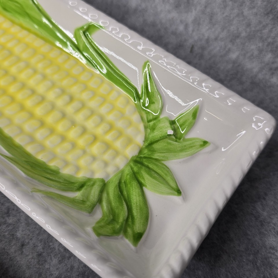 Vintage Corn on the Cob Plates Set of 4 with Ceramic Handles Forks ...