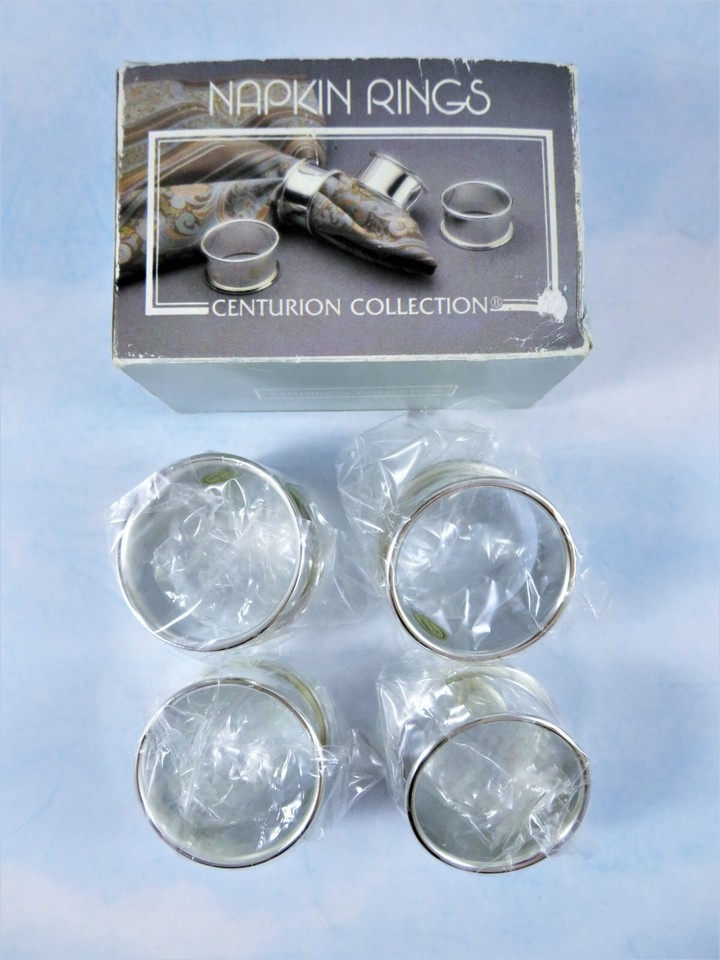 Napkin Rings Set Of 4 Centurion Collection Silver Plated Rolled Edges Boxed | eBay