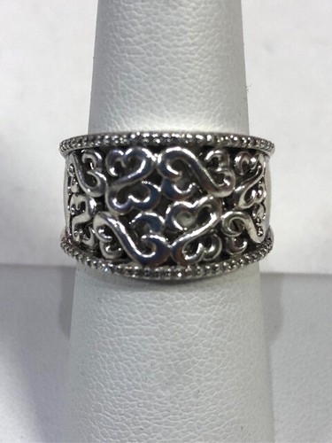 Jane Seymour Open Hearts 1/6 ct Diamond Band 925 Sterling Ring Size 6.5 ...
