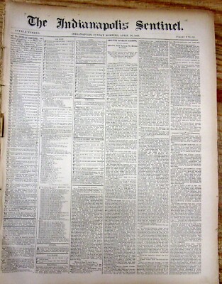 Lot of 10 orgnl 1885 newspapers THE INDIANAPOLIS SENTINEL Indiana 140 ...