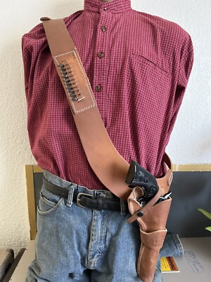 Leather Bandoleer Holster Fits Heritage Rough Rider 6.5" 22 Cal Ammo | eBay
