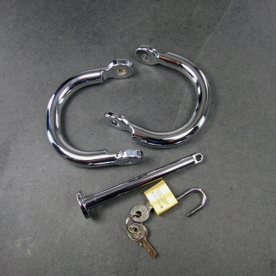 Stainless Steel Heavy Hand Iron Handcuffs with center hinge pin lock ...