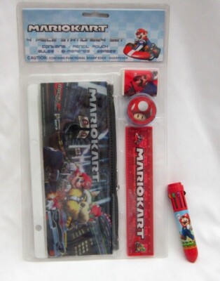 Super Mario Brothers 4pc Stationary Pencil Case,Ruler,Sharpner,Eraser+ ...