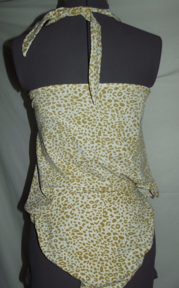 white gold leopard animal print tankini swimsuit set 8-10 (L76) | eBay