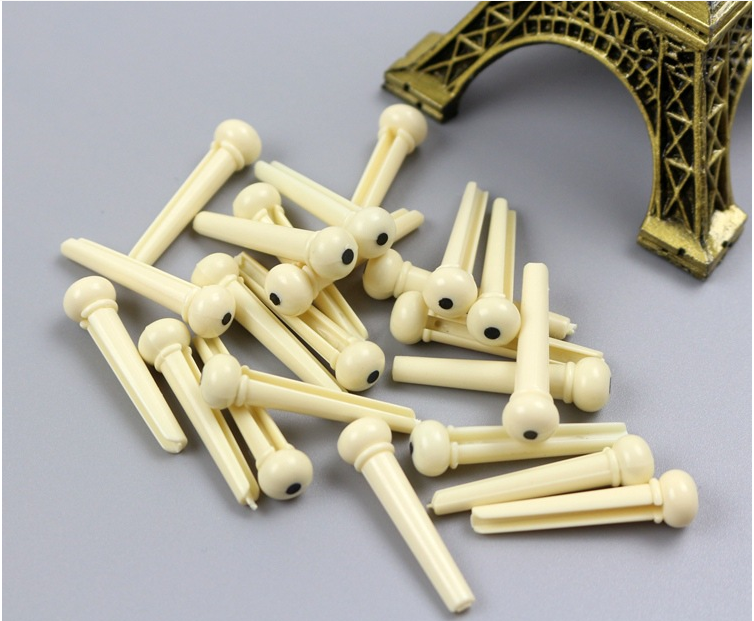 Pack of 6 Ivory Acoustic Guitar Bridge Pins String End Peg Fasten Nut ...