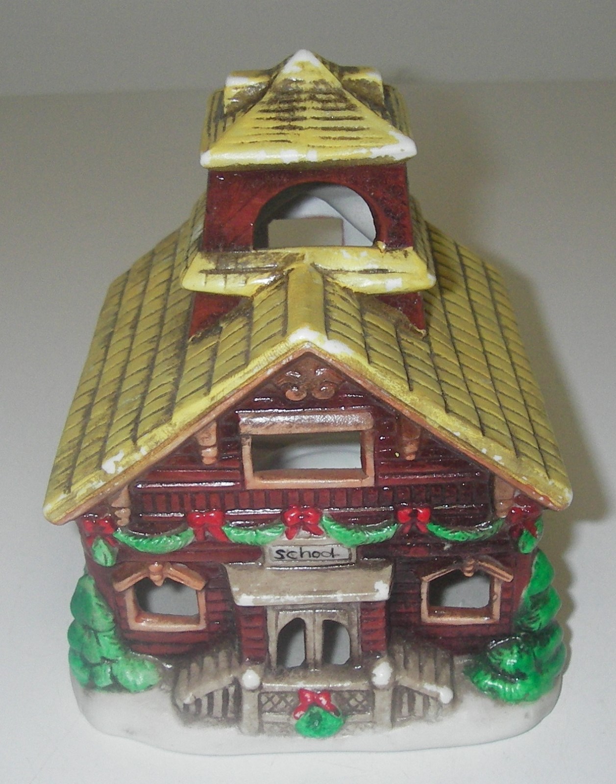 CANDLE HOLDER 1986 Lefton Colonial Village School House 05817 w Label ...