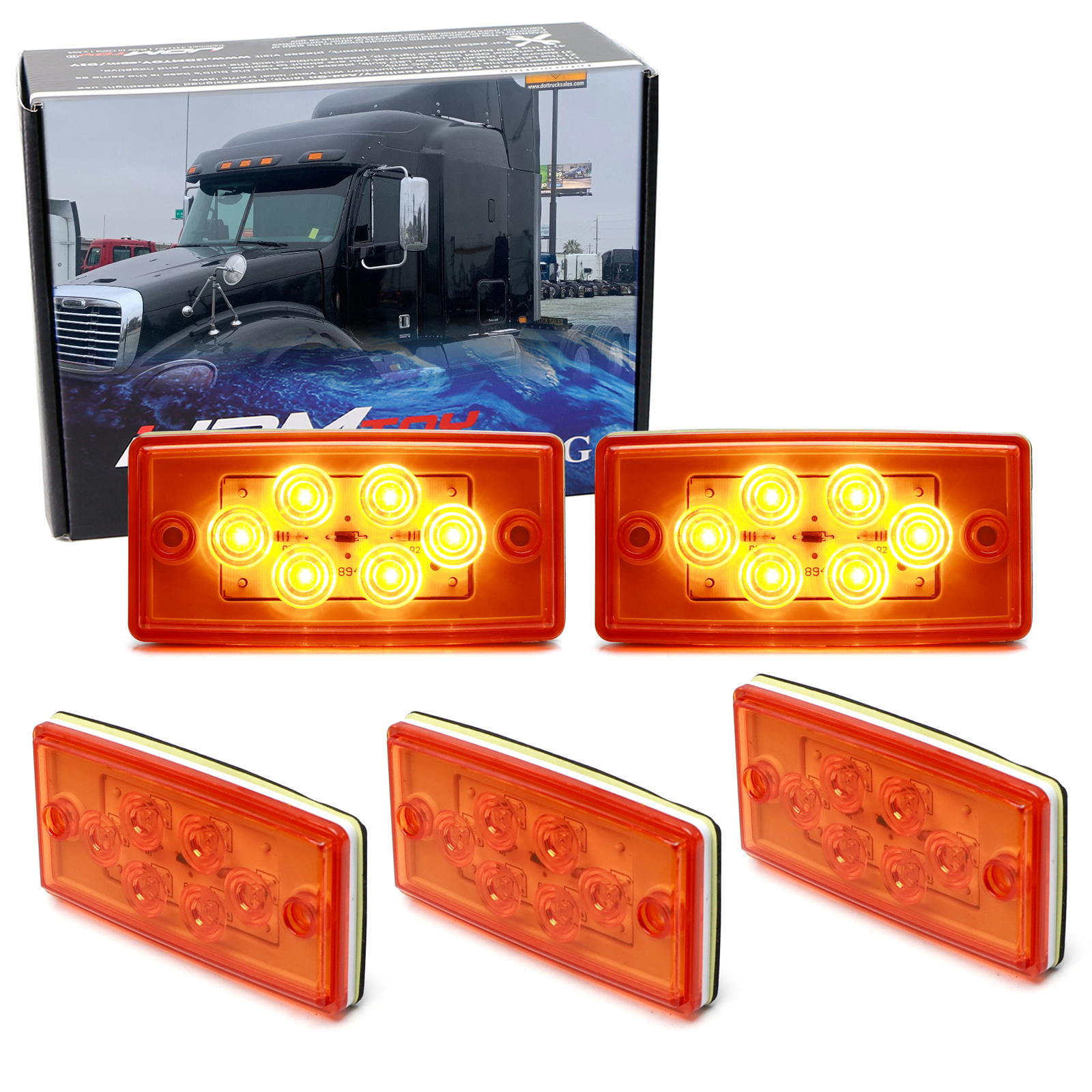 5pc Amber LED Raised Cab Roof Lights For Freightliner XL Century ...