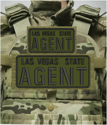 L VEGAS STATE AGENT EMBROIDERRY PATCHES 4X10&3X6 MALE HOOK ON BACK OD ...