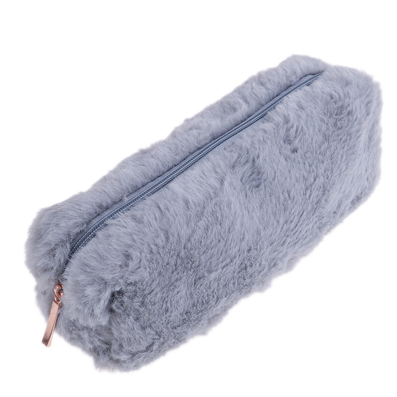 1X Girl Cute Plush Fuzzy Fluffy Pencil Case Makeup Pouch Coin Purse ...