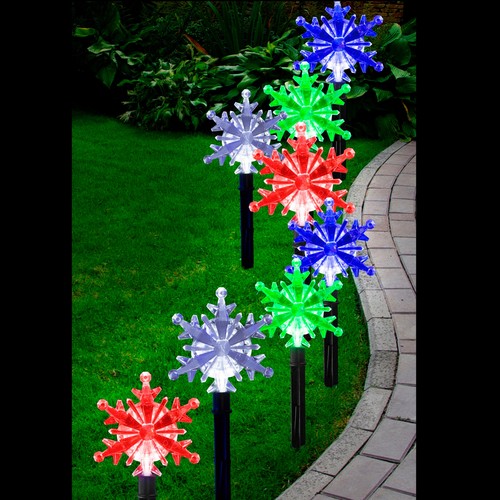 8 Pack Snowflake MULTI COLOUR PATH Lights Snow SOLAR LED Outdoor ...