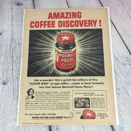 1953 Maxwell House Instant Coffee Vtg Print Ad/ Poster Promo Art ...