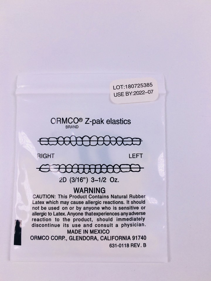 10bag ORMCO Zoo Pack Elastics bands Dental 3.5OZ 3/16" Rabbit Clear ...
