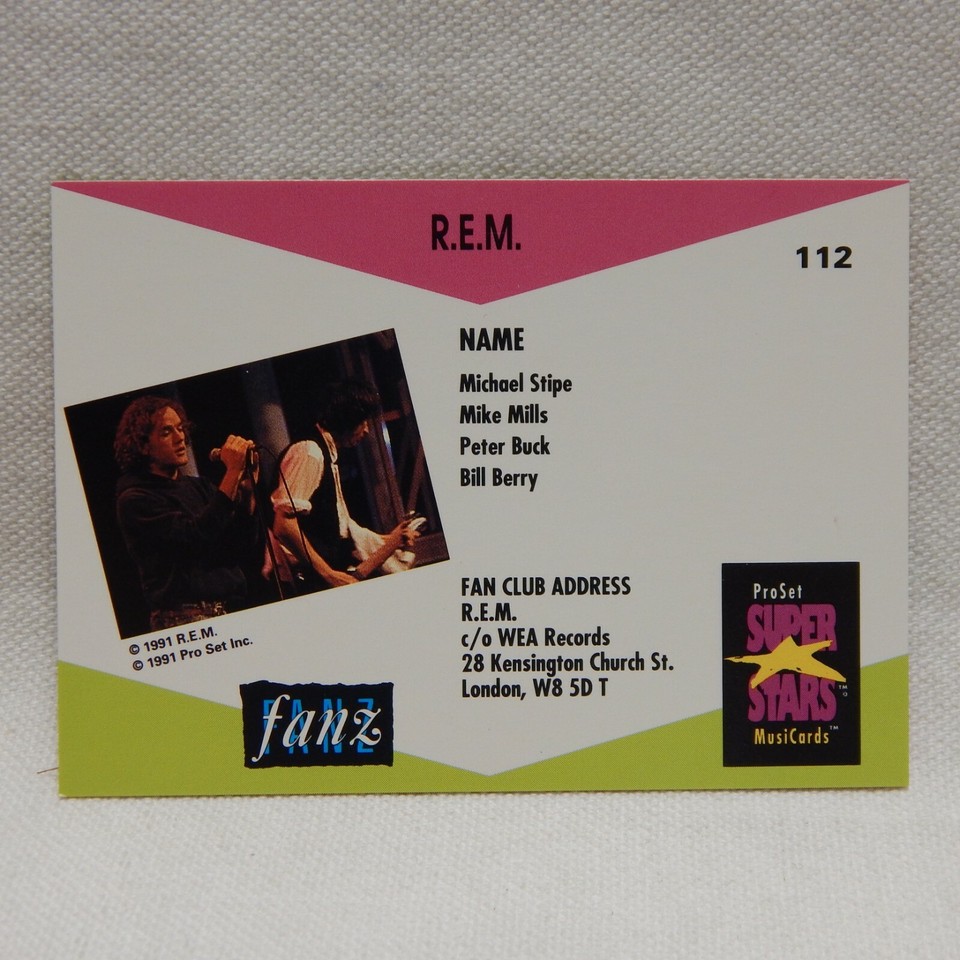 R.E.M. PROSET MUSIC TRADING CARD #112 SUPER STARS 1991 | eBay