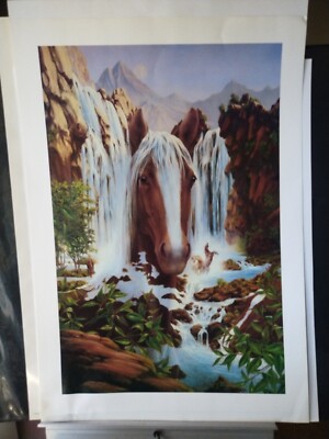 large 24x35 vintage signed Steve Kushner Horse S/N print equestrian 399 ...