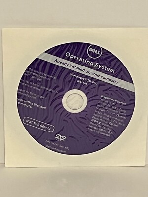 Dell - Windows 10 Pro 64-bit Genuine OS Reinstallation DVD NEW FACTORY ...