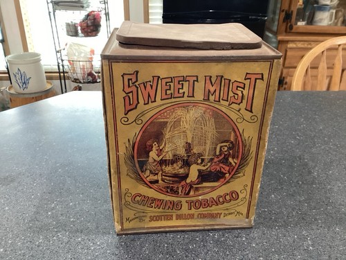 Vintage SWEET MIST CHEWING TOBACCO Cardboard TIN. STORE COUNTER ...
