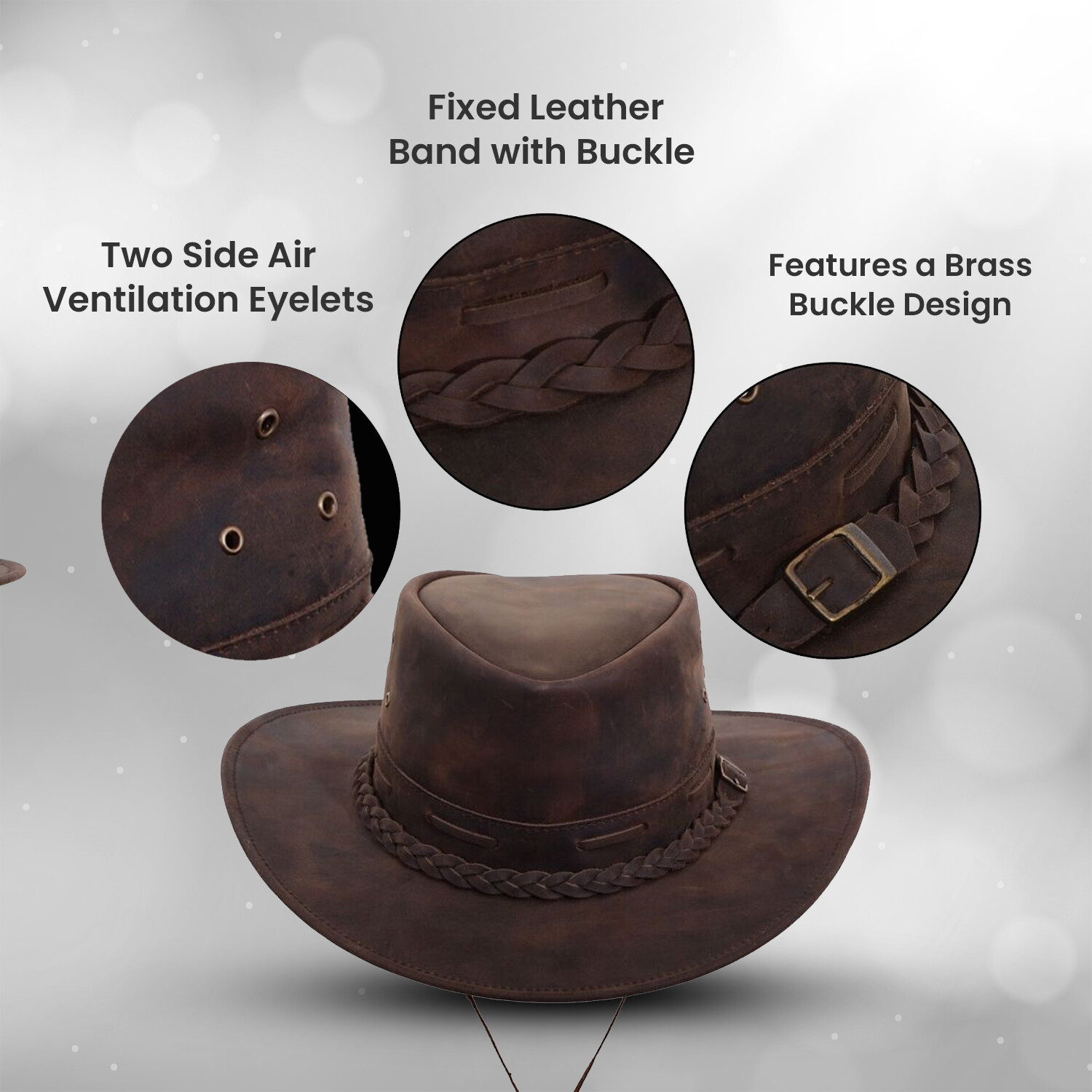 Australian Style Leather Cowboy Hat Shapeable Brim Outback hat Western ...