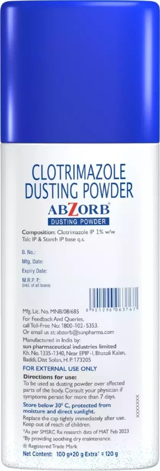 Abzorb Anti Fungal Dusting Powder ( 120g X 3) Fungal Infections. Rash ...