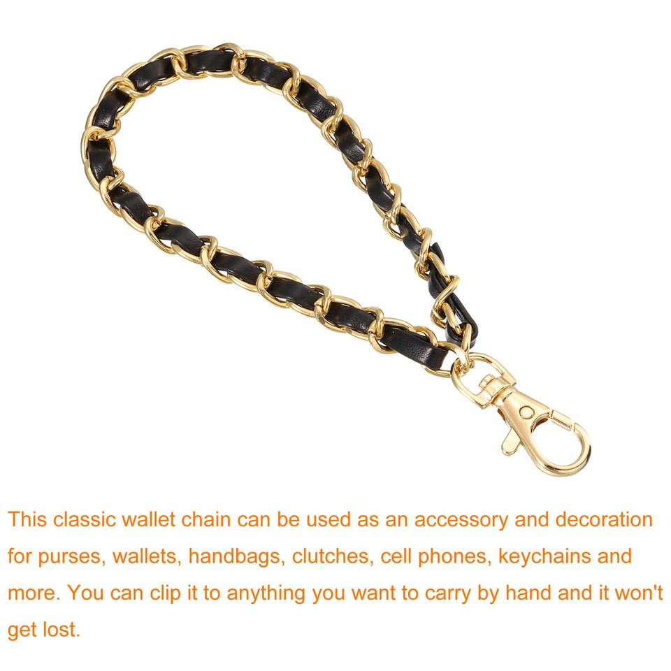 Leather Wristlet Strap, 7" Hand Wrist Lanyard Bag Key Chain, Gold+Black | eBay