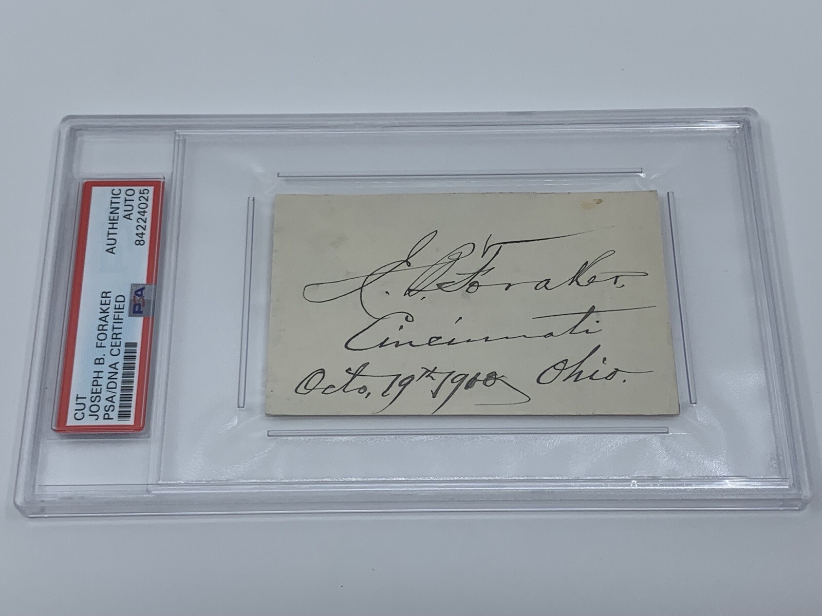 Joseph B Foraker Ohio Governor Senator Signed Autograph Cut PSA DNA ...