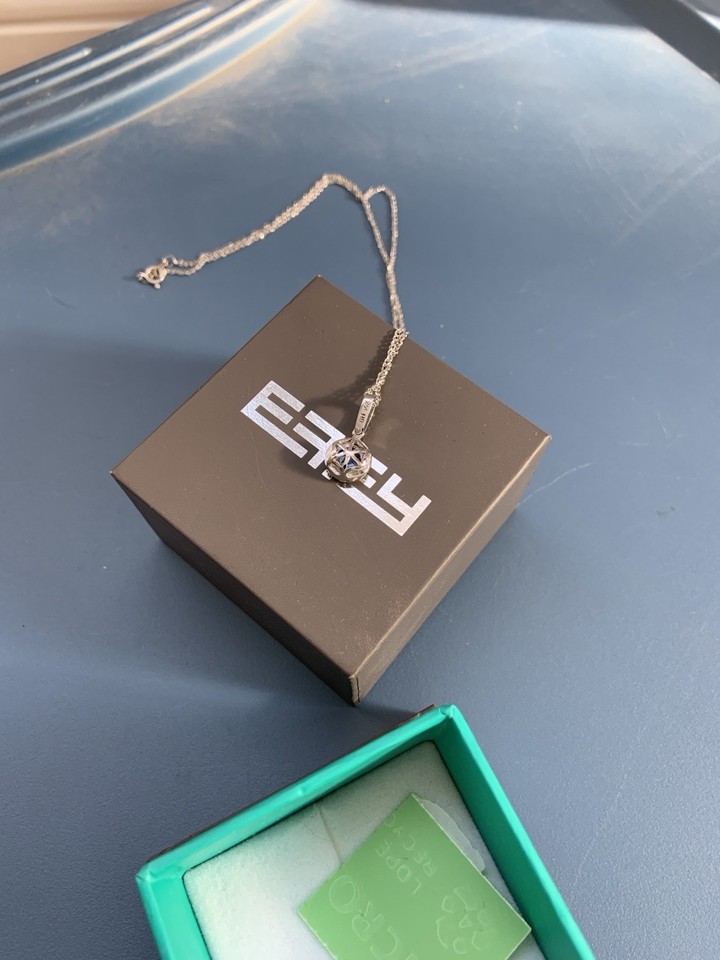 EFFY natural diffused ceylon sapphire diamond white gold necklace blue ...