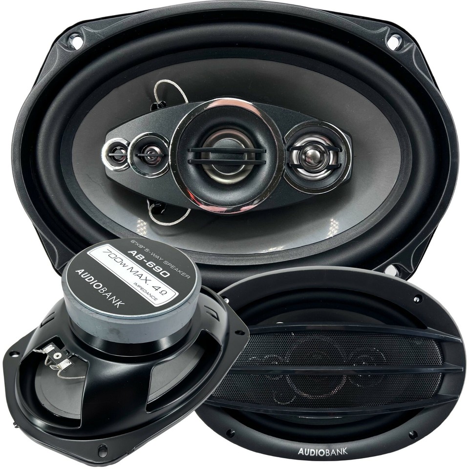 4x Audiobank 6x9 2800 Watt 5-Way Red Car Audio Stereo Coaxial Speakers ...