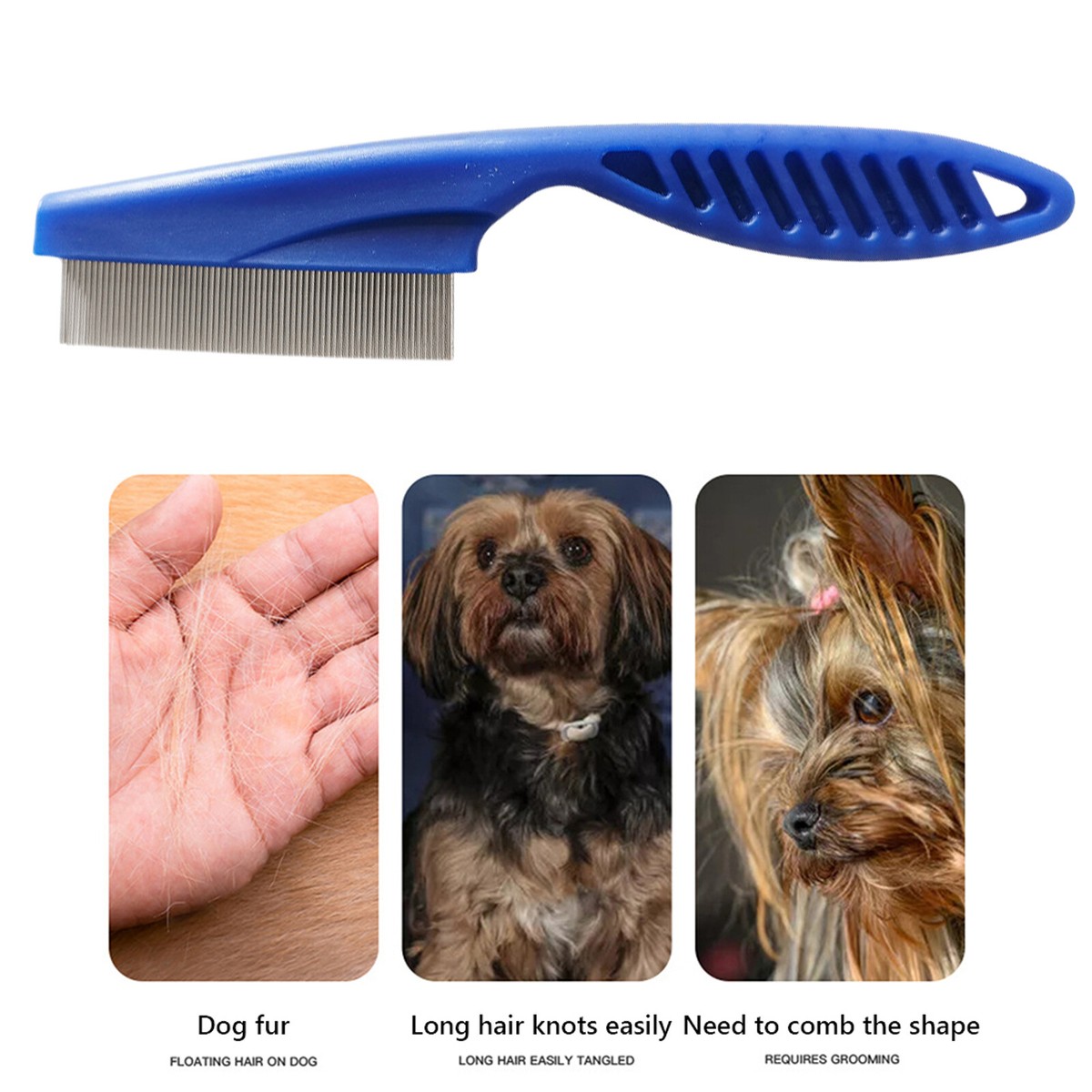 Stainless Steel Pet Tools 2-in-1 Pet Grooming Comb - Stainless Steel ...