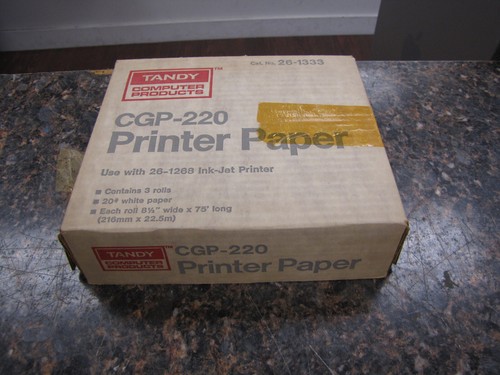 Tandy 26-1333 CGP-220 3-rolls 8 1/2" Printer paper for 26-1268 Inkjet ...