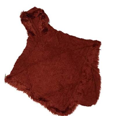 Coco & Carmen - Fur Trimmed Hooded Poncho - Rust | eBay