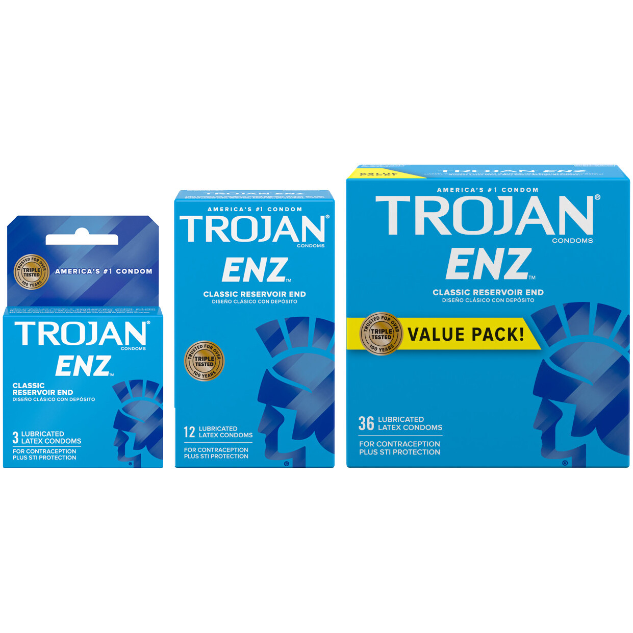 Trojan ENZ Classic Reservoir End Lubricated Latex Condoms | eBay
