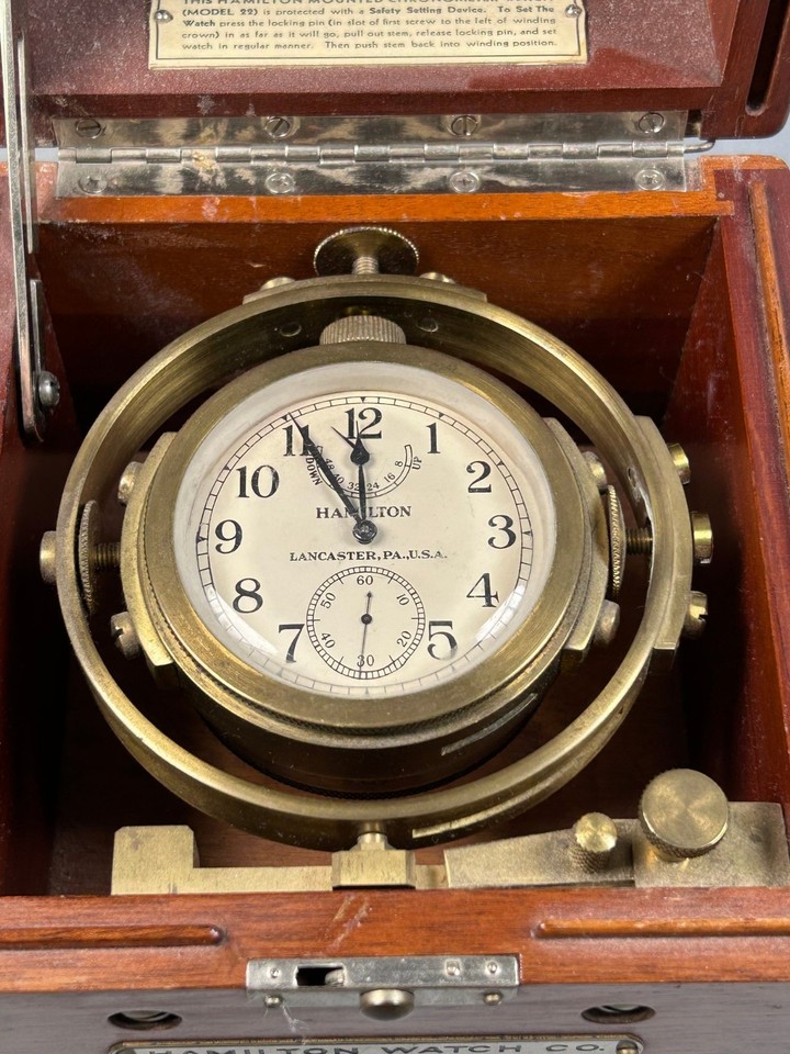Hamilton Watch Co. Chronometer Ship's Clock In Box 1942 model 22 - 21 ...