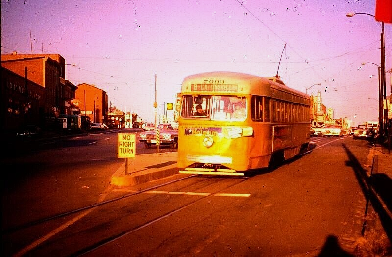 DUPLICATE SLIDE BALTIMORE TROLLEY PCC #7093 ROUTE 8 PRATT at FREDERICK ...