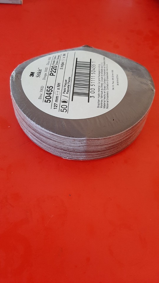 NEW 50pk 3M Stikit P220 Grit 5" x NH Sanding Disc Paper Adhesive Cloth ...