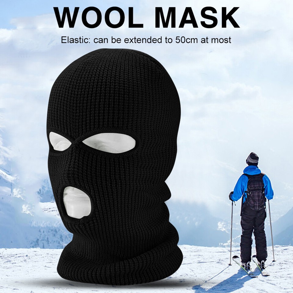Full Face Cycling Hood Hat Cap 3 Holes Warm Knitted Balaclava Ski Mask ...