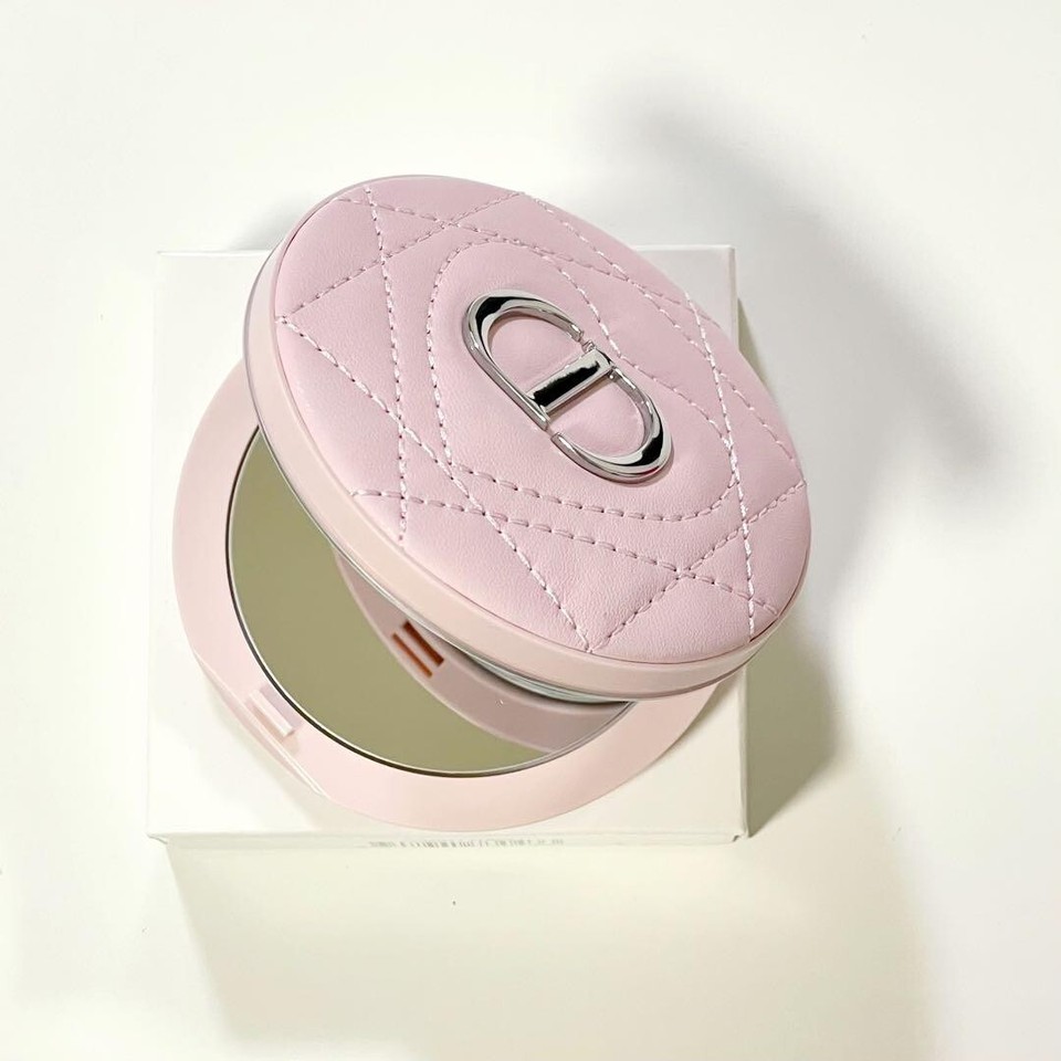 Dior Compact Mirror Quilted Novelty Heart Round Makeup Pink Silver 2024 ...