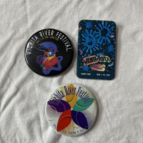 Vintage Lot Of 3 1990s Kansas WICHITA RIVER FESTIVAL Pinback Buttons ...