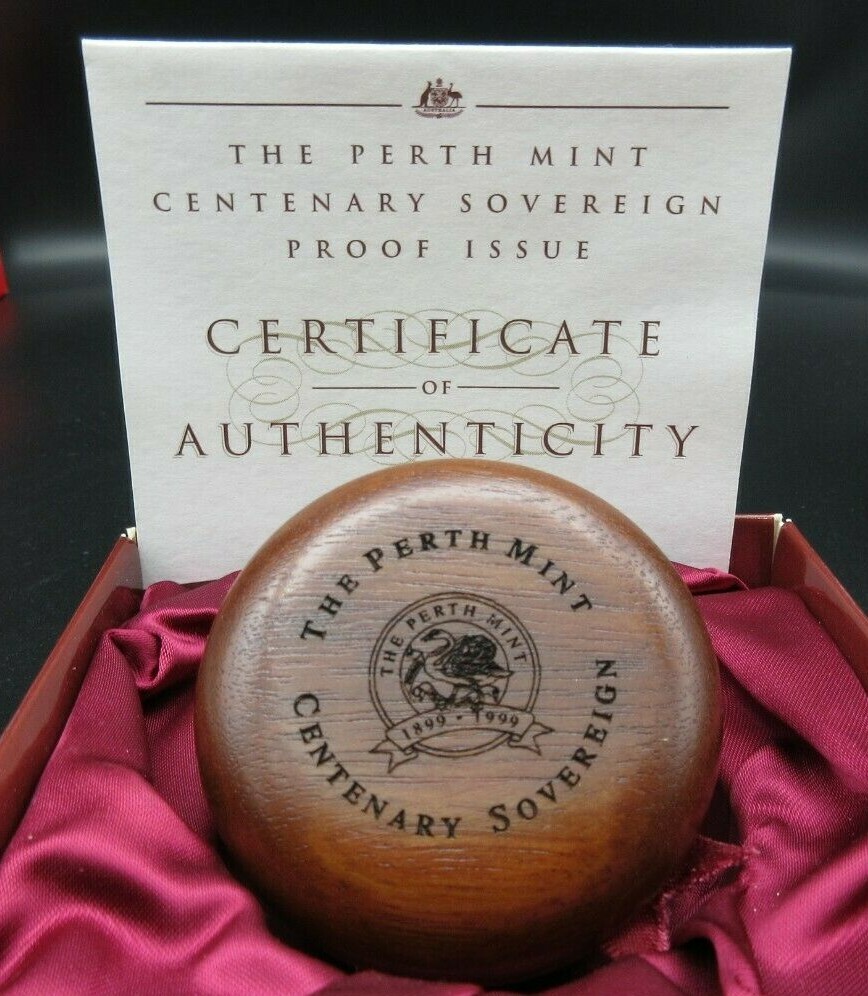 1999 The Perth Mint Centenary Sovereign 1899-1999 $100 Bi-metallic Coin ...