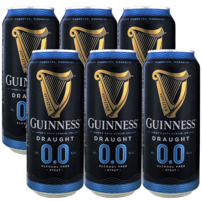 Guinness Zero 6 Pack Non-Alcoholic Draught Stout Beer | 14.9oz Cans ...