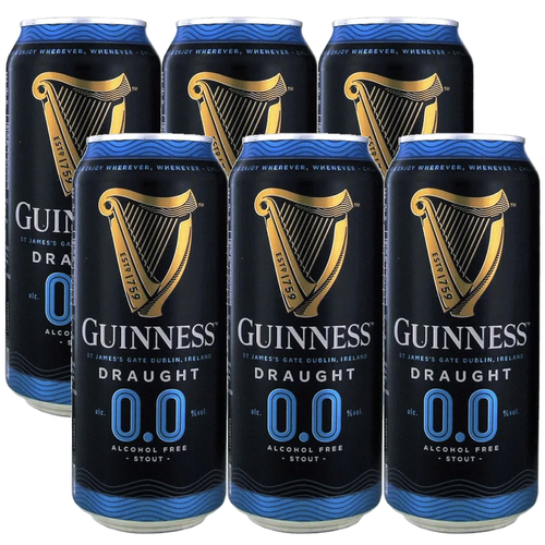 Guinness Zero 6 Pack Non-Alcoholic Draught Stout Beer | 14.9oz Cans ...